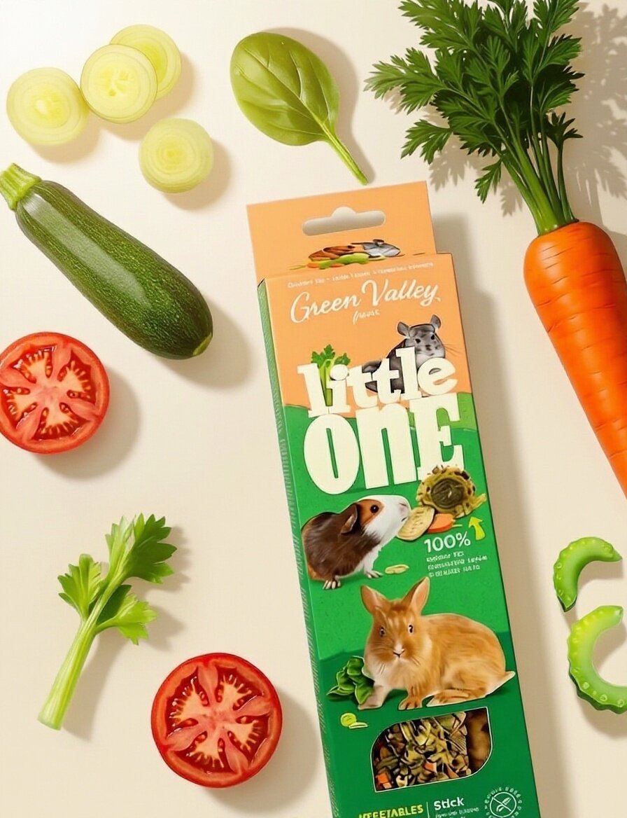 Палочка LITTLE ONE Green Valley беззерновая для декоративных грызунов с овощами, 8 штук по 160 г