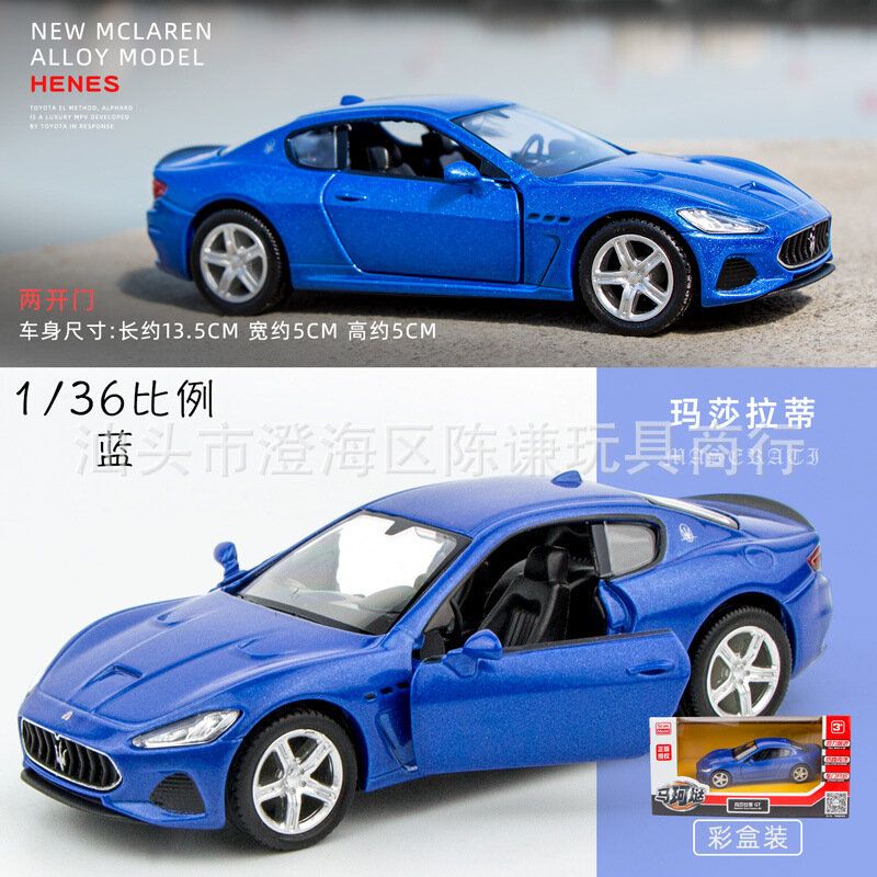 Алюминиевая модель автомобиля Maserati GT, синяя, масштаб 1:43, коллекционная игрушка для взрослых и детей