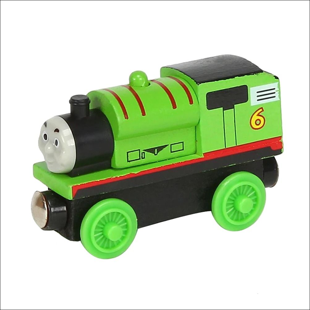 Деревянный магнитный поезд Перси Percy, тёмно-зелёный развивающий паровозик