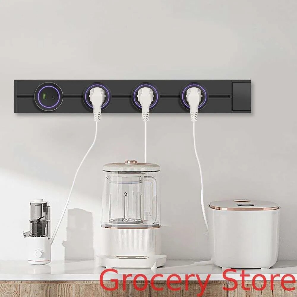 Трековая система розеток EU 2 USB стандарта с LED подсветкой, 3 розетки