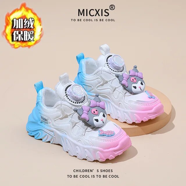 Кроссовки для девочек Kuromi Cinnamoroll Sanrio Kawaii, повседневная обувь с рисунком из аниме, осень-зима, новые, мягкая подошва, спортивная детская обувь