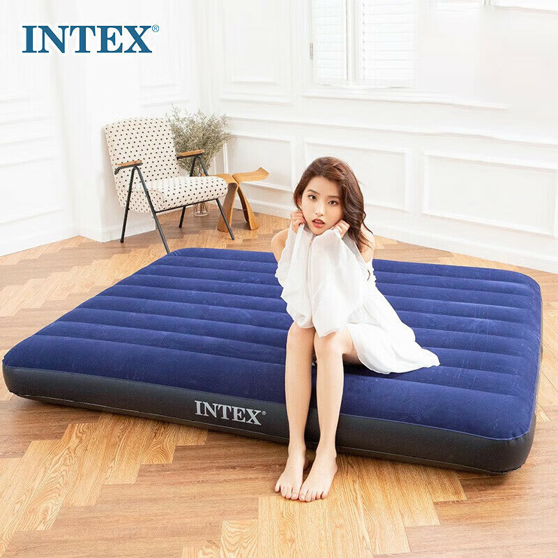 INTEX 64759W Двойная надувная кровать для отдыха на природе Портативный матрас из ПВХ зимняя модель Цвет：152*203*25CM