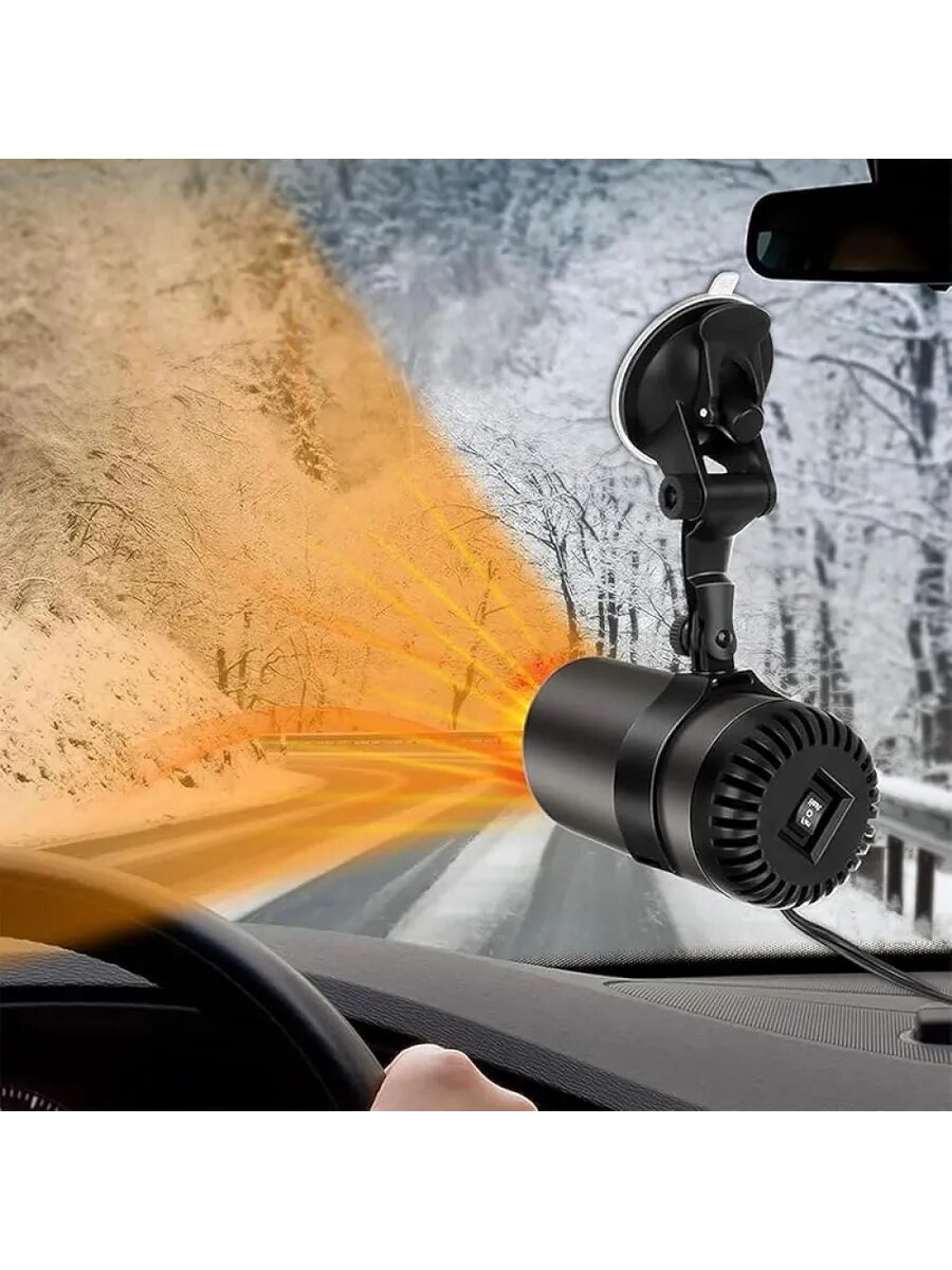 Автообогреватель 12v 2 в 1 обогрев антиобледенение присоска