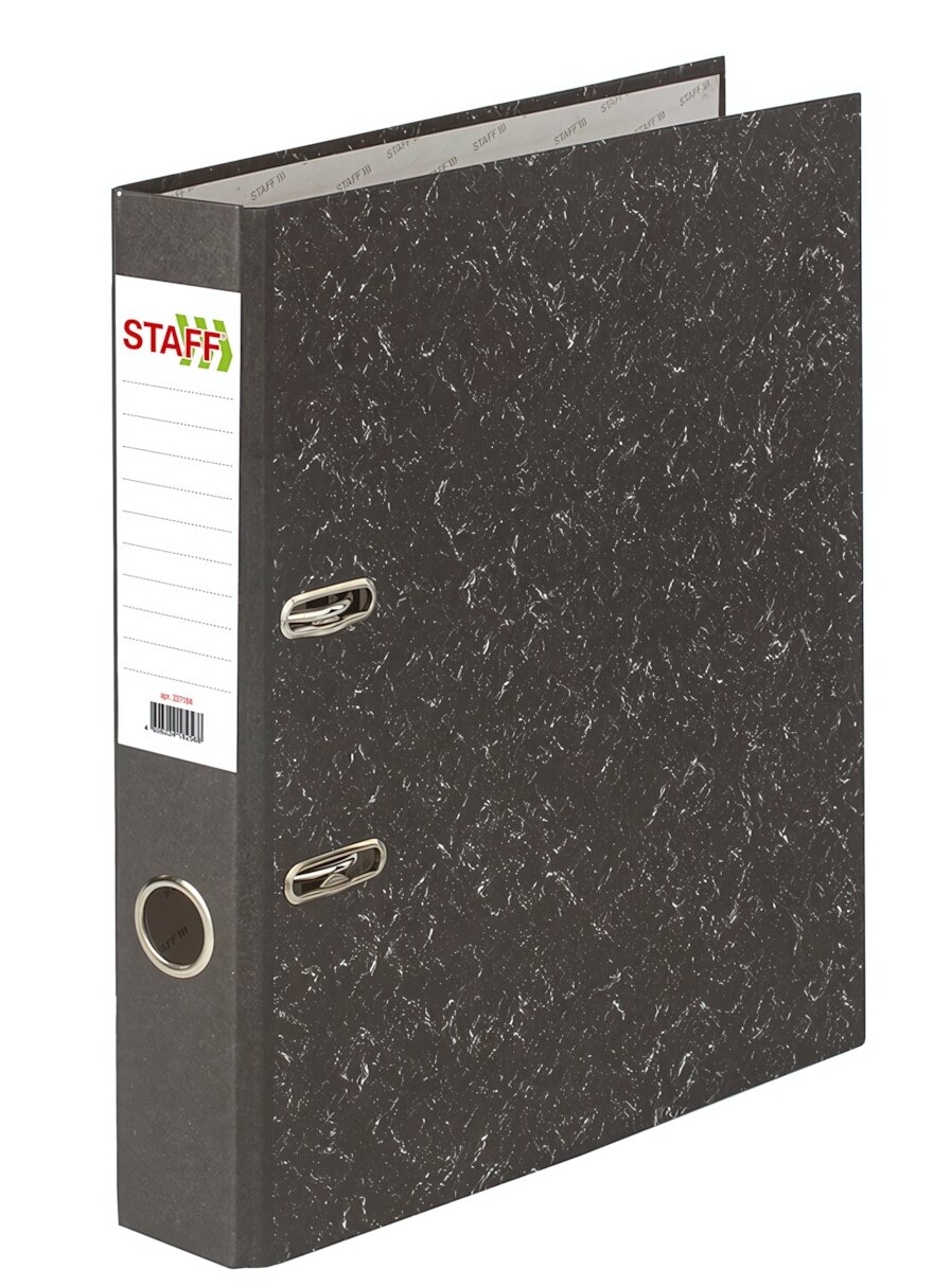 Папка-регистратор A4 "Basic" 50 мм, черная с мраморным покрытием, надежное хранение до 350 листов бумаги