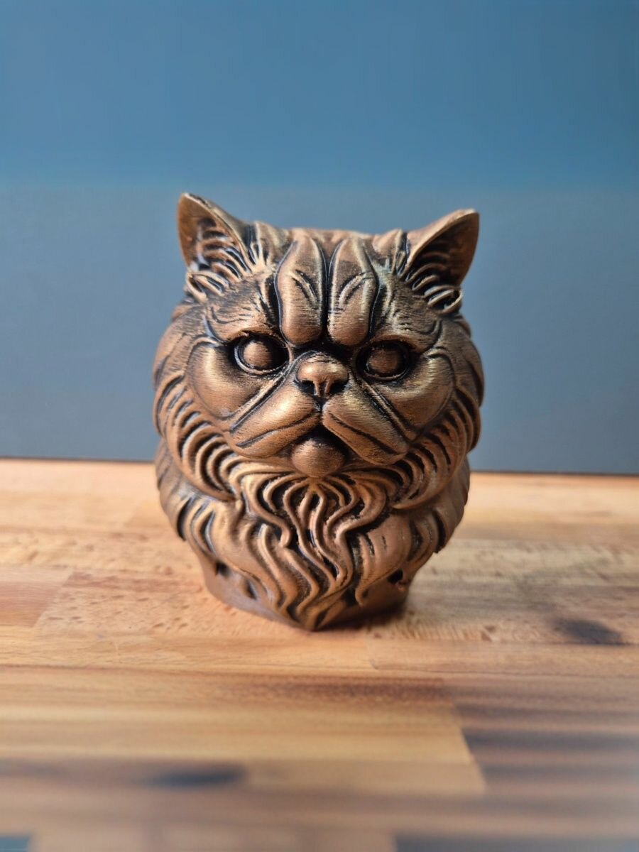 Эксклюзив! Статуэтка кошки - Персидская кошка (10 см, коричневый металлик) - Милый друг, подарок, талисман