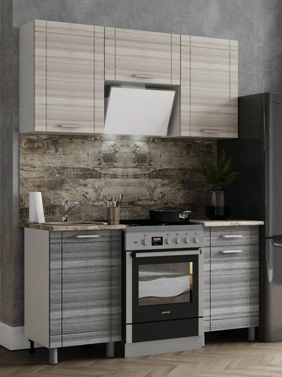 Кухонный гарнитур (кухня) Версаль 1.6 м с окапом, МДФ фасад, корпус ЛДСП, 1600х2160х430 тэкс