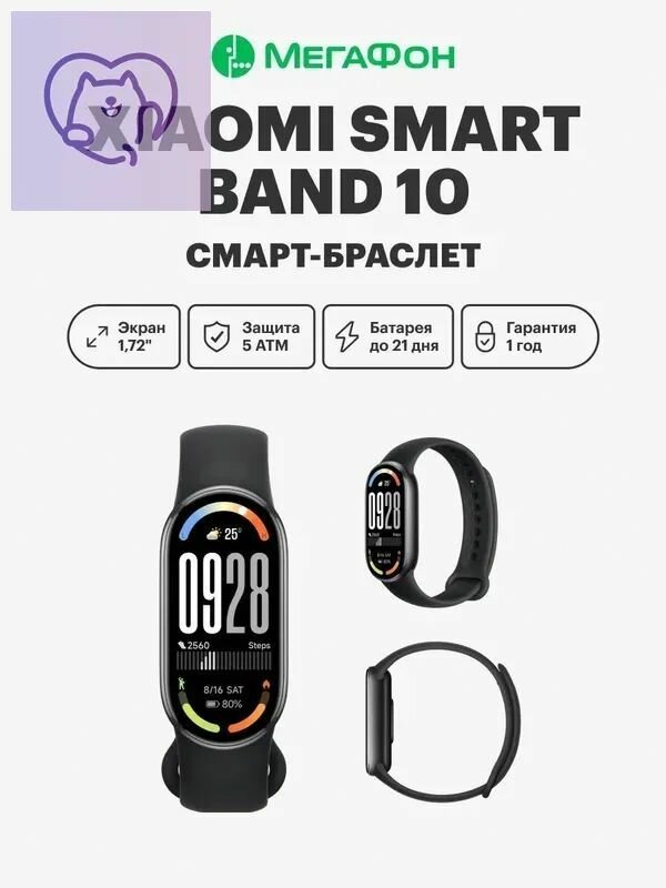 Смарт-браслет Smart Band 10, черный BHR07PYGL