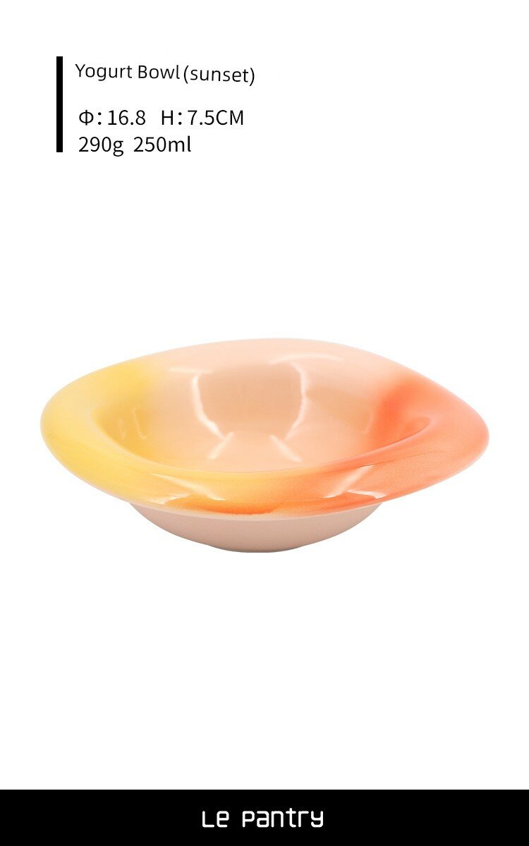 Премиум керамическая миска для йогурта с дизайном закатных оттенков, 250 мл вместимости для салата, фруктов, десерта и