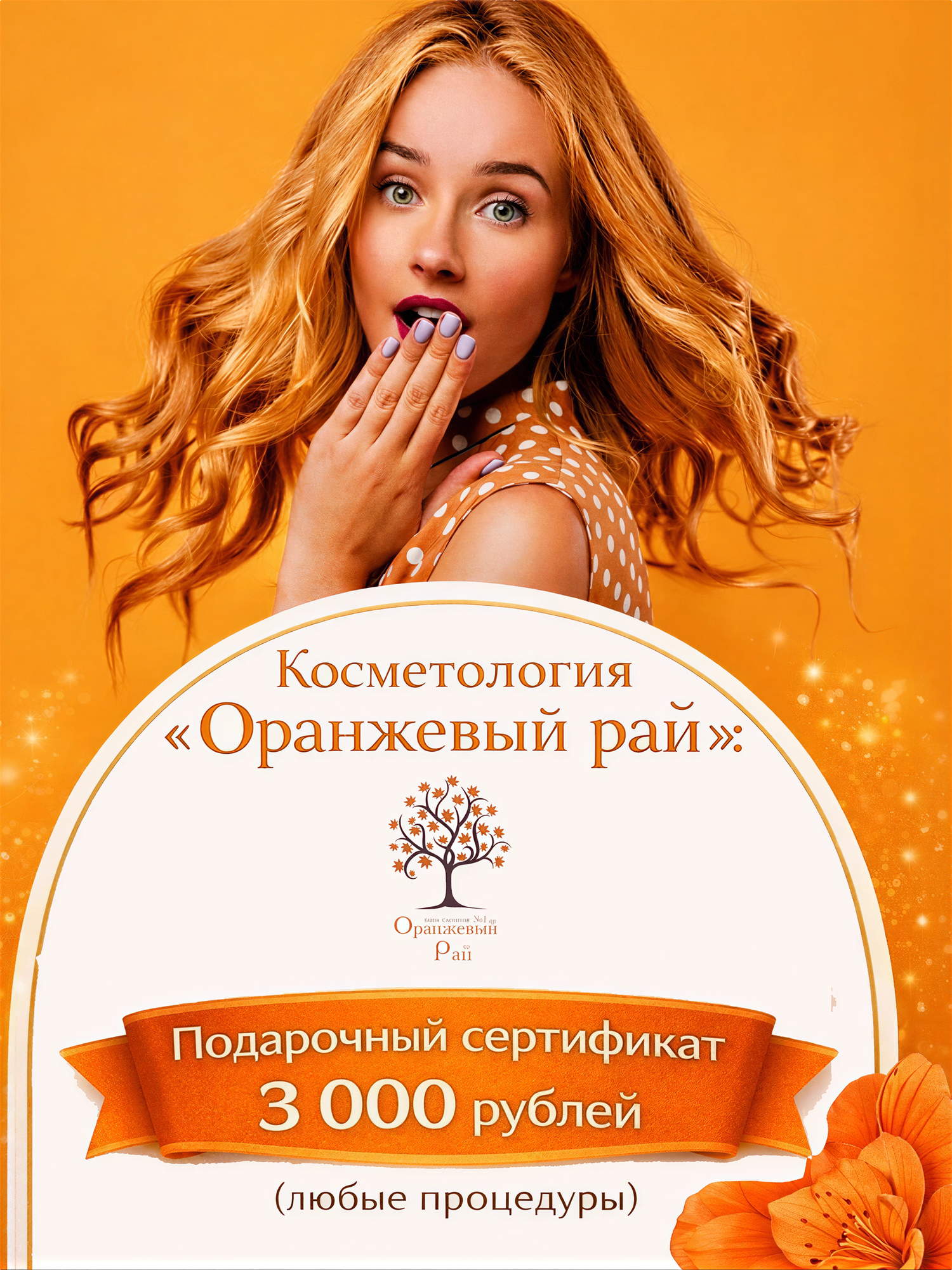 Косметология "Оранжевый рай": Подарочный сертификат на 3 000₽ (любые процедуры)
