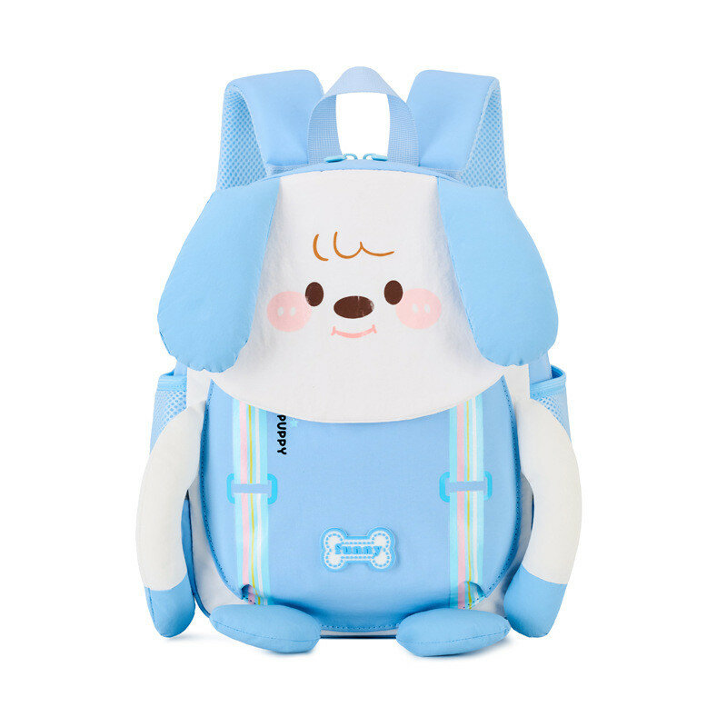 Детский рюкзак с милыми животными бренда kids backpack с воздушными ремнями и дышащим материалом для детского сада голубой