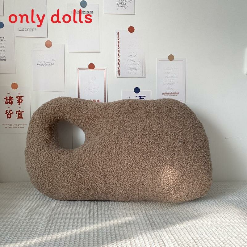 Подушка декоративная мягкий мех с однотонным дизайном для дивана и лаунж использования хаки