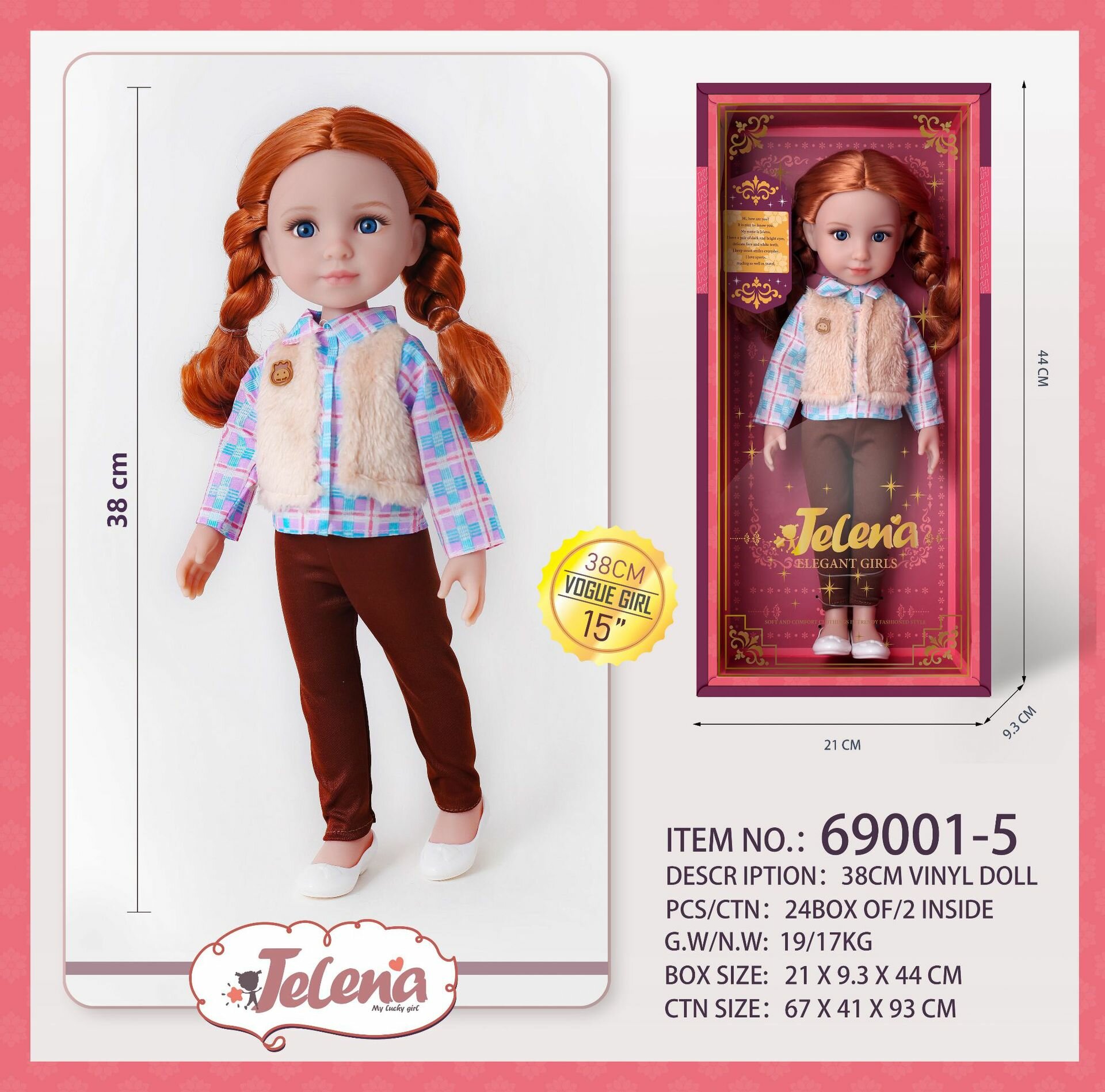 Новая 15-дюймовая экологически чистая виниловая кукла-игрушка Елена Juguete Игрушка