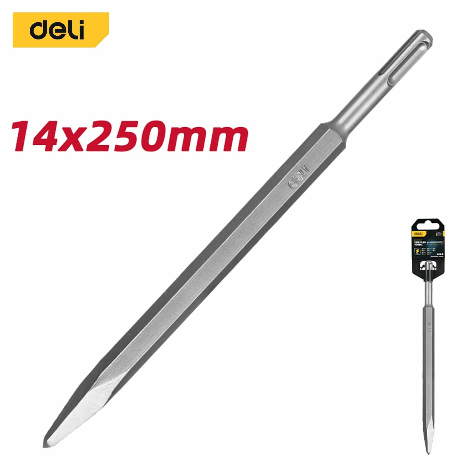 Долото пика Deli SDS Plus DH-YJZ014-E1, серебристое, 14x250 мм