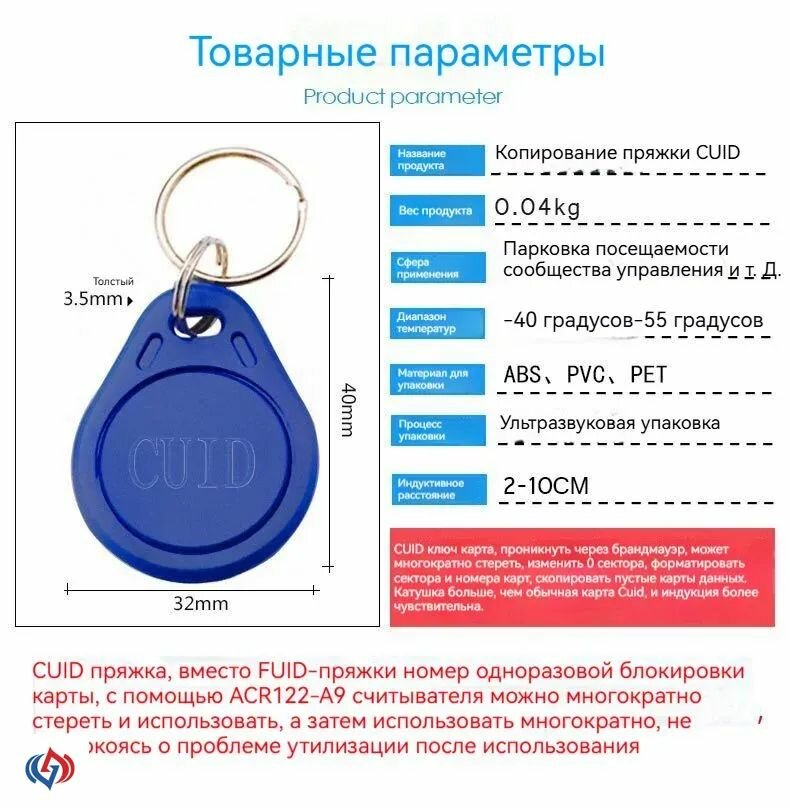 Электронный ключ, карта доступа CUID (13,56 МГц), стираемая карта-ключ FUAD, 7 штук
