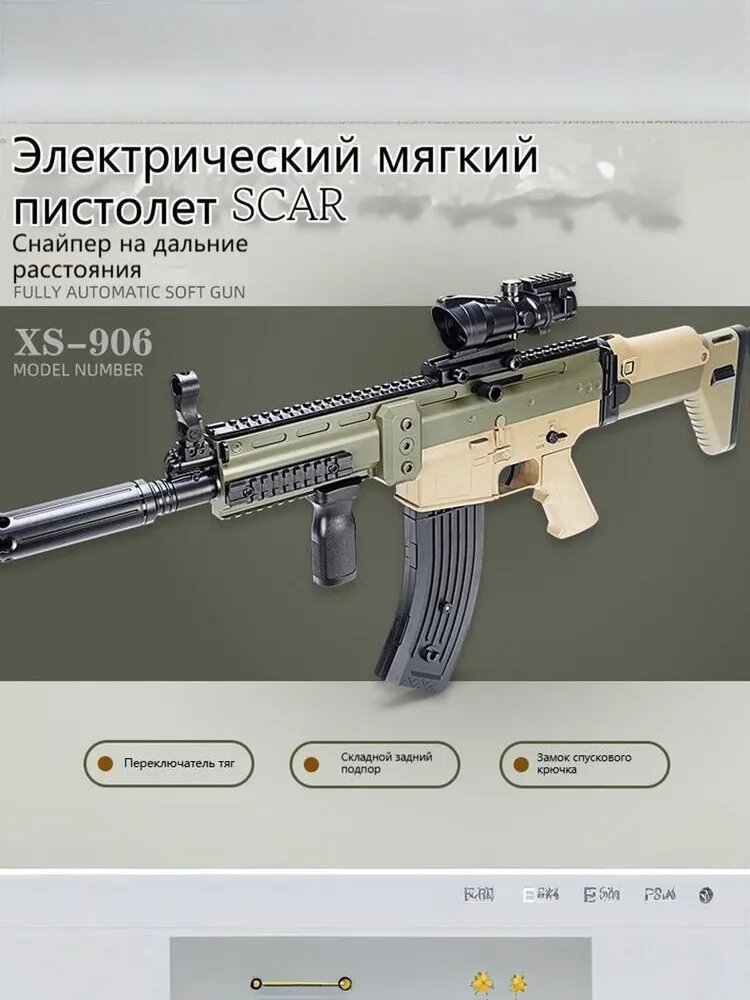 Игрушечное оружие FN SCAR автоматическая штурмовая винтовка из пластика и металла — фото 1