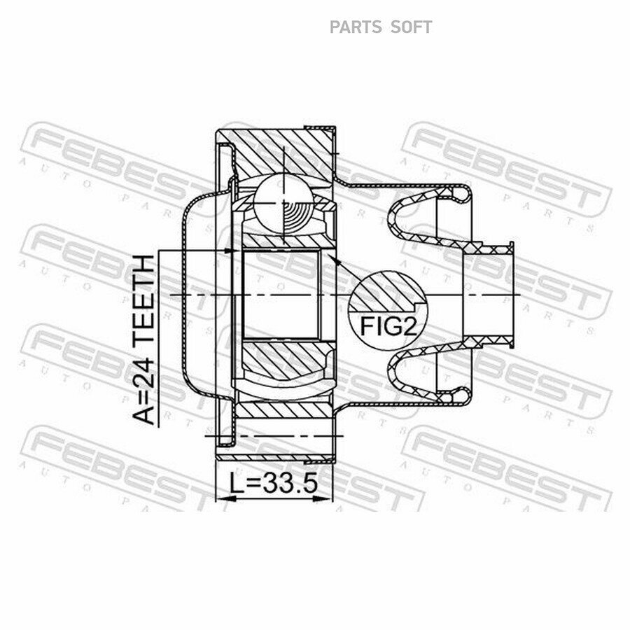 FEBEST 2011-WKSHA ШРУС карданного вала 24X95 DODGE DURANGO 2011- [NA] 2011-WKSHA
