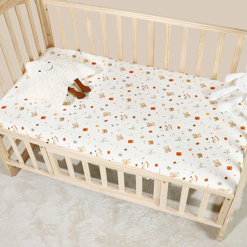 Простыня на резинке для детской кроватки, класс А для мам и младенцев, из 100% хлопковой марли, простыня для новорожденных, детский всесезонный чехол для кровати.