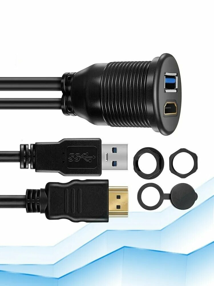USB 3.0 и HDMI кабель для авто, лодок и мотоциклов, 2m