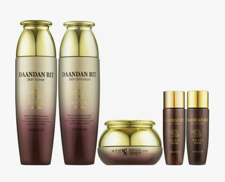 Jigott Набор для лица с муцином улитки Daandan Bit Premium Snail Royal (тонер + эмульсия + крем)
