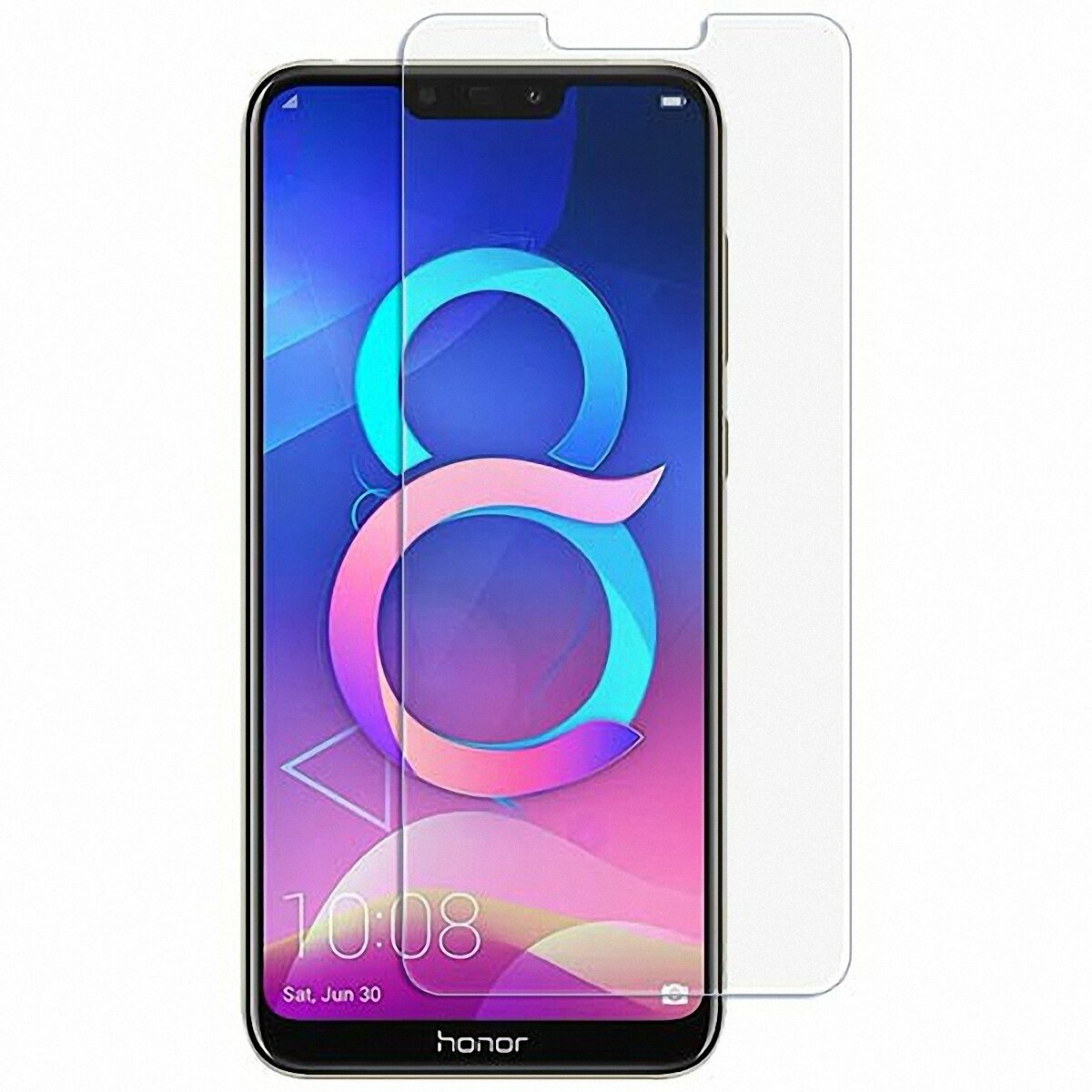 Защитное стекло для Honor 8C прозрачное на плоскую часть экрана