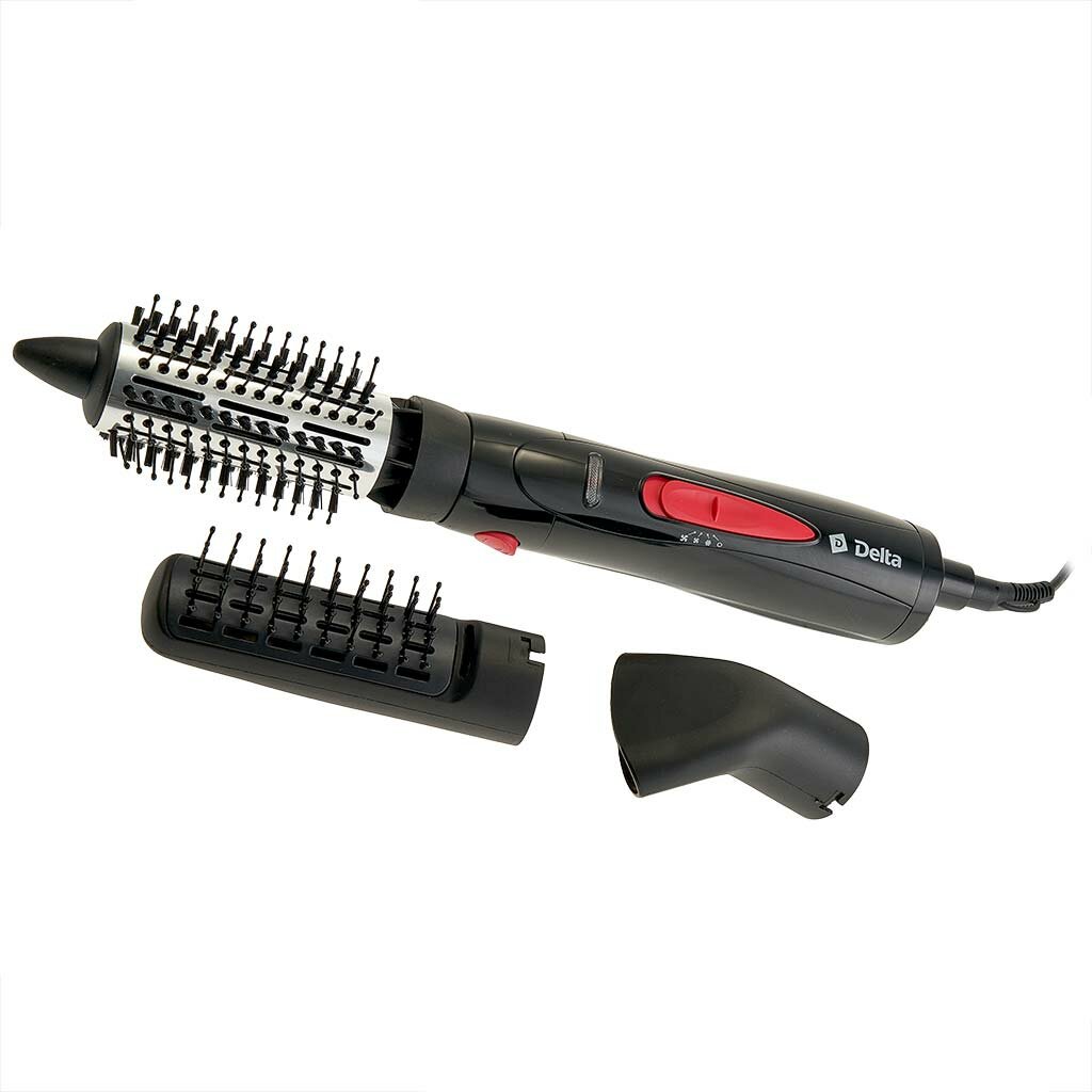 Фен-щетка электрический Delta DL-0432R, 1000Вт, черный с розовым