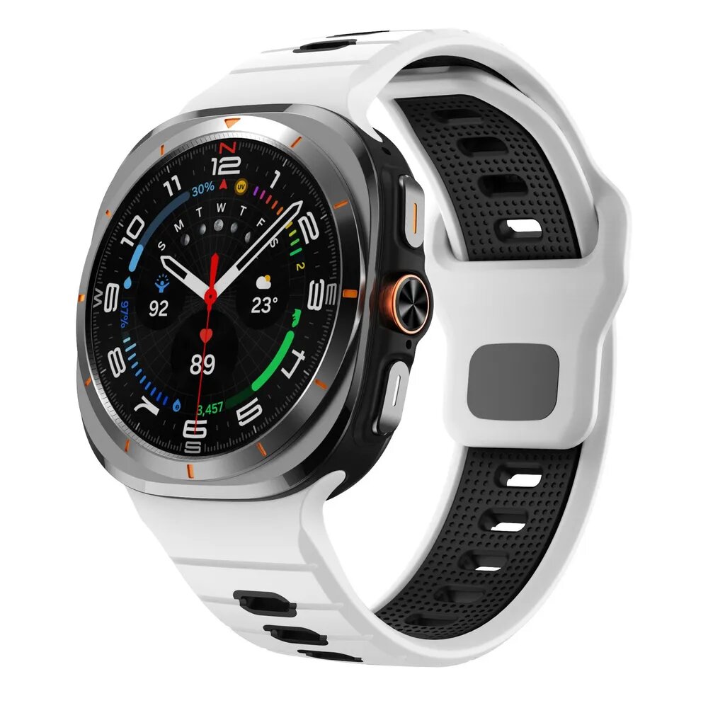 Ремешок для часов Samsung Galaxy Watch Ultra (47 мм) / Самсунг Галакси Часы Ультра (47 мм), силиконовый материал, ступенчатая обратная застежка, горизонтальные полосы