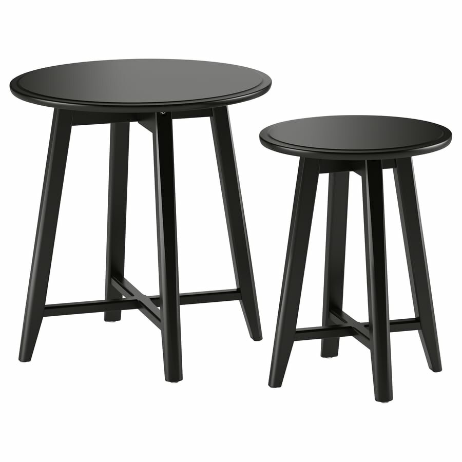 Кофейный столик 2 шт IKEA KRAGSTA, цвет черный 35/49 см, 002.998.25