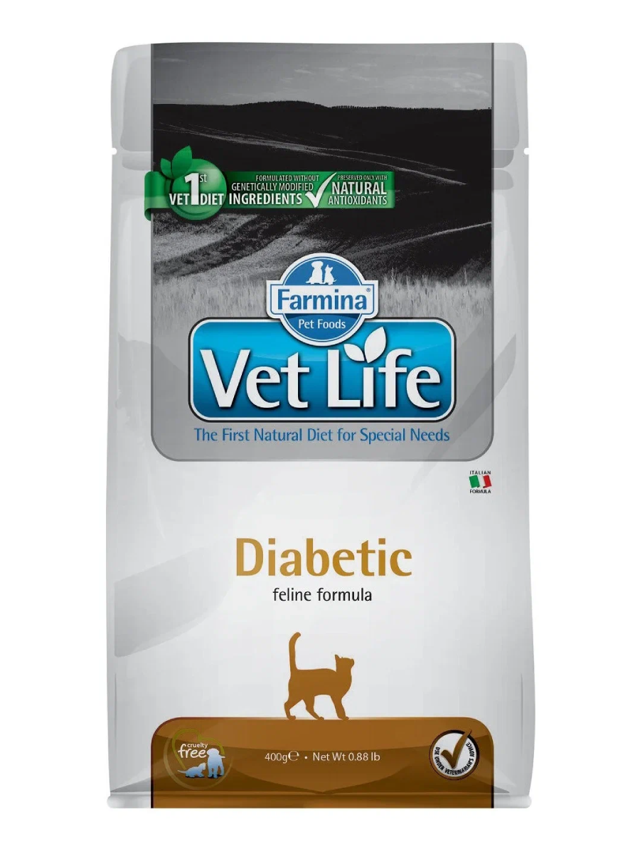 Сухой корм Farmina Vet Life Diabetic (Фармина) для кошек при сахарном диабете, 0,4 кг