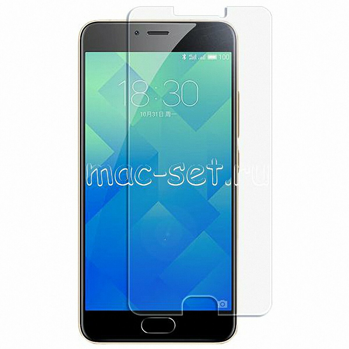 Защитное стекло для Meizu M5 прозрачное на плоскую часть экрана
