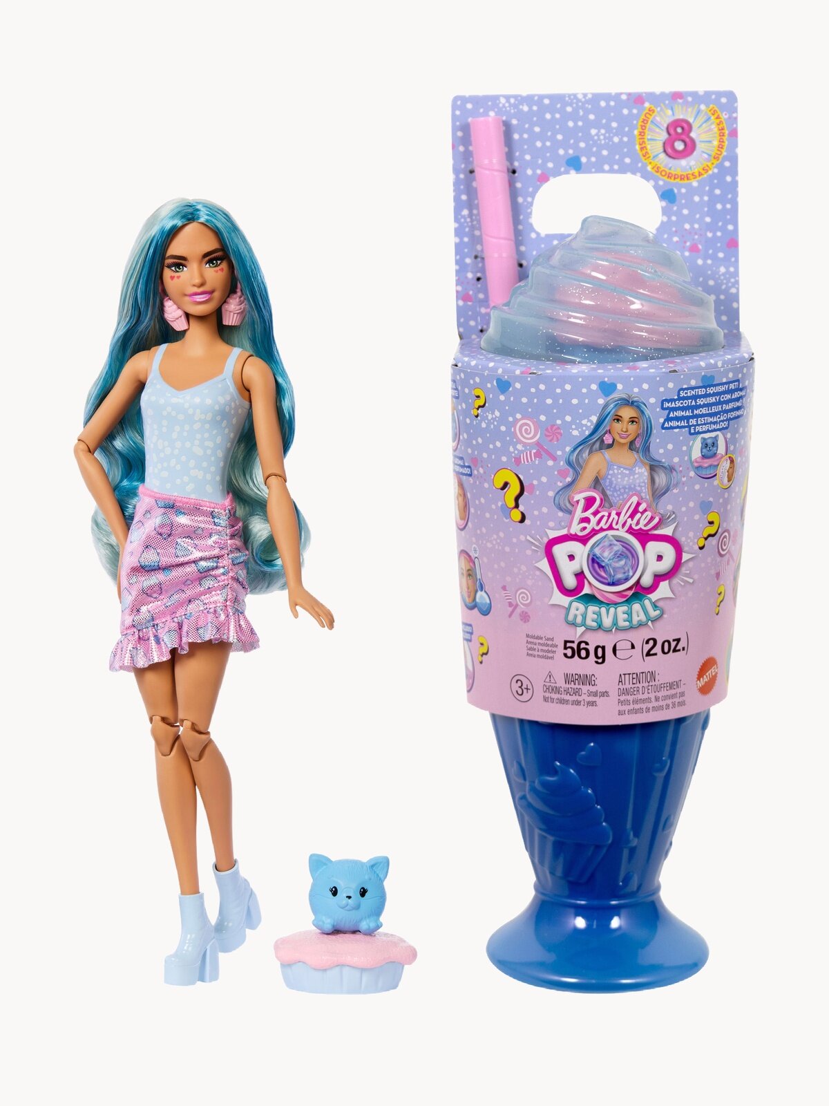 Кукла Mattel Barbie Pop! Reveal с питомцем и аксессуарами JFY61, голубой