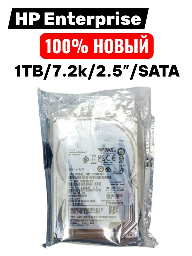Жесткий диск, HP, 1ТБ, 7200 об/мин, для сервера, для систем хранения данных