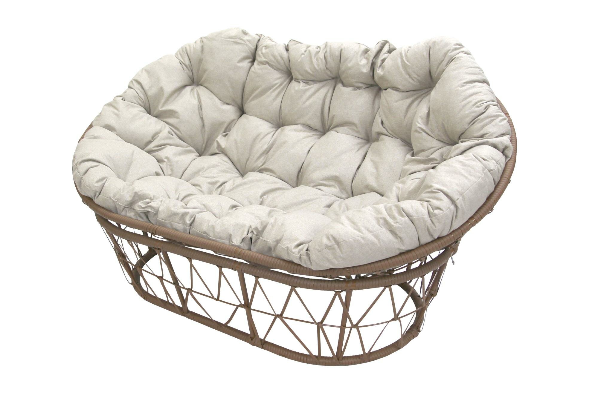 Диван Мамасан арт. D4823-MT ротанг искусственный 1 уп (корзина бежевая+подушка бежевая+подставка беж) (В) "Garden story"