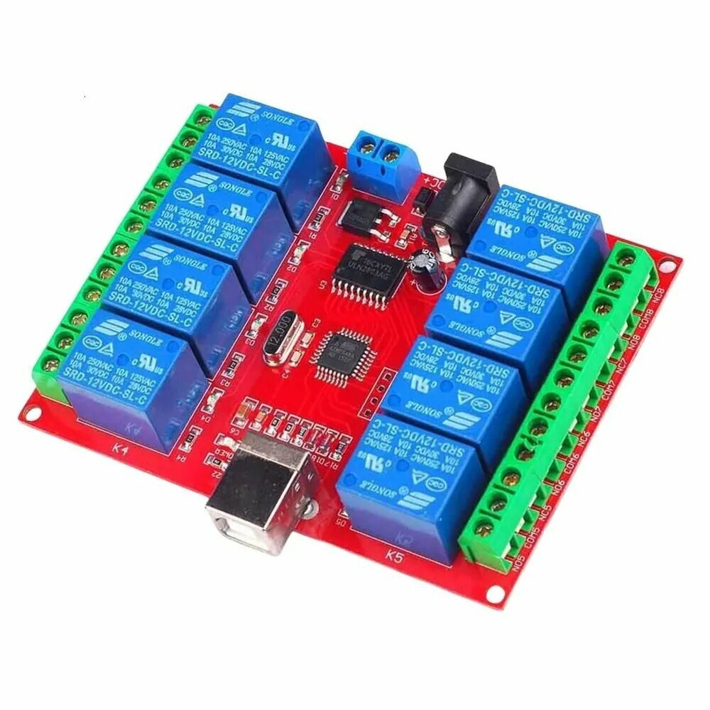 12V USB 8-канальный модуль реле с управлением через компьютер