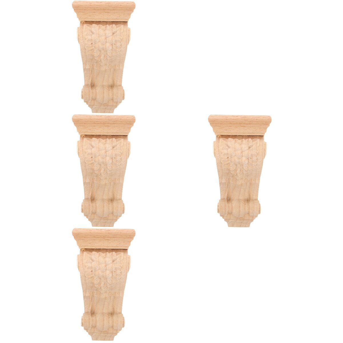 Кронштейны из светлого дерева с резьбой для декора помещений и фасадов, комплект из 4 штук