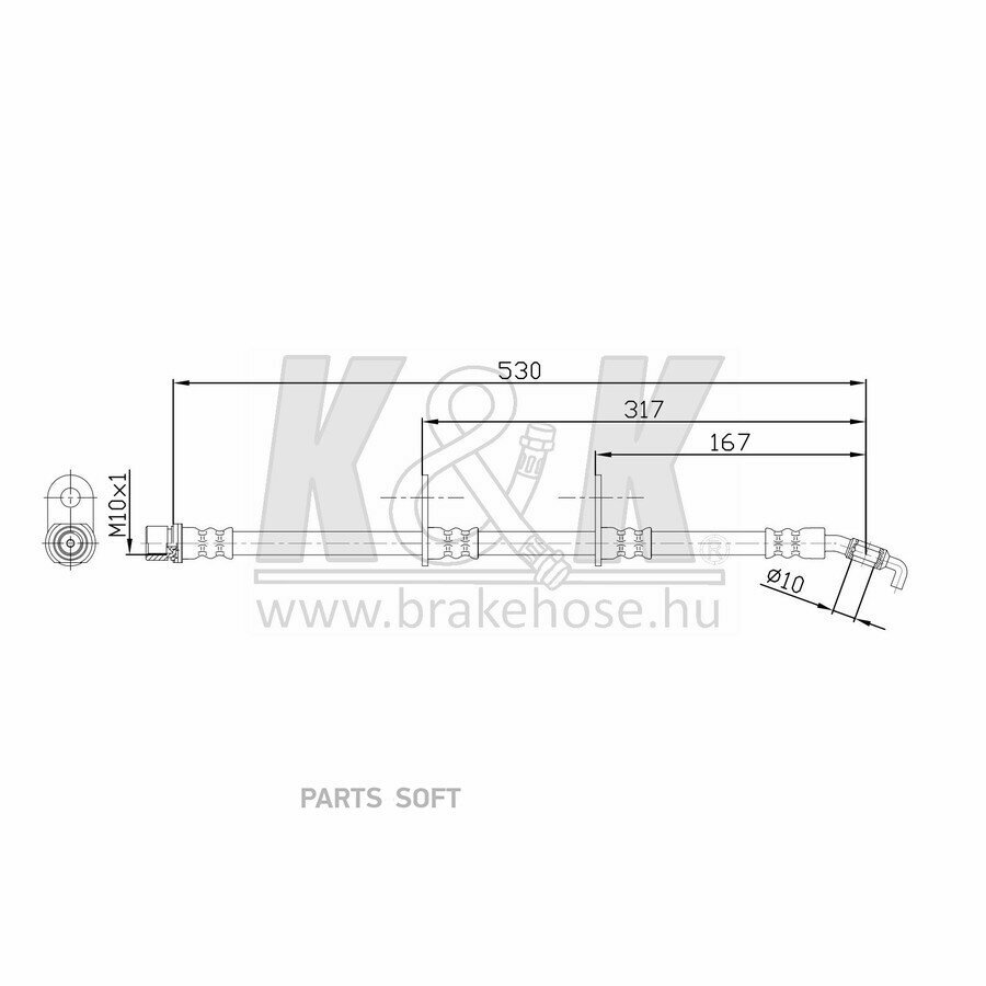 FT1028 K&K Тормозной шланг K&K FT1028 | цена за 1 шт