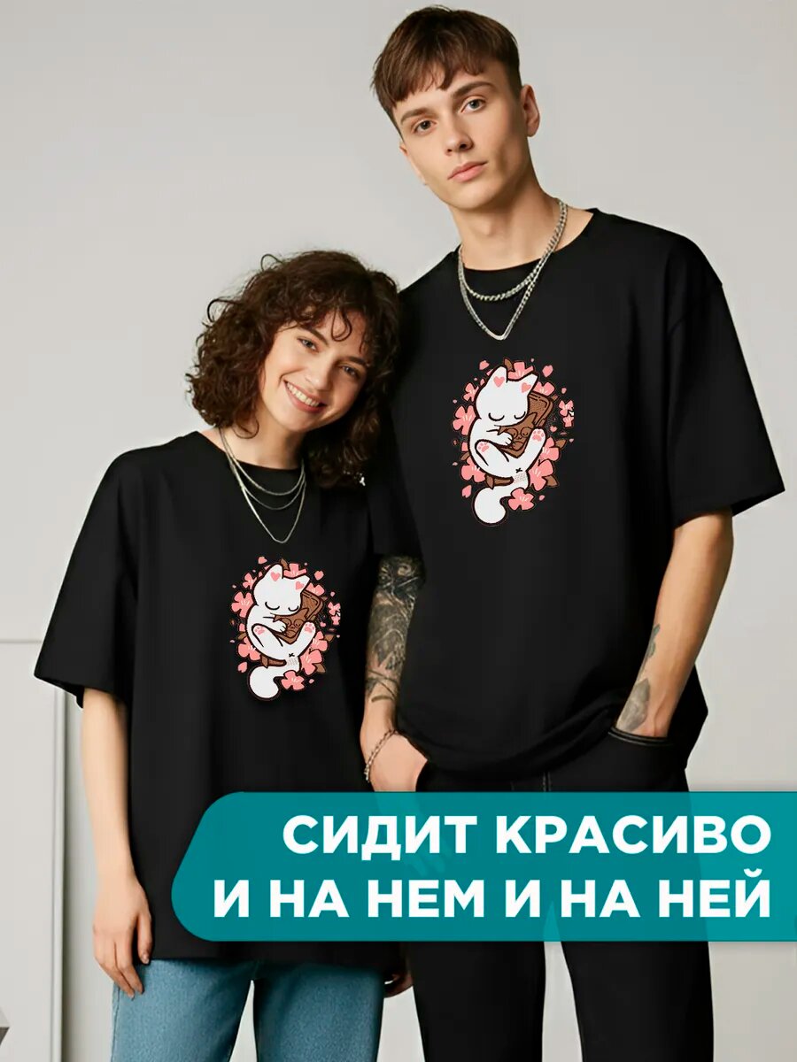 Футболка PRINTSHOT, 1 шт., размер M, черный — фото 1
