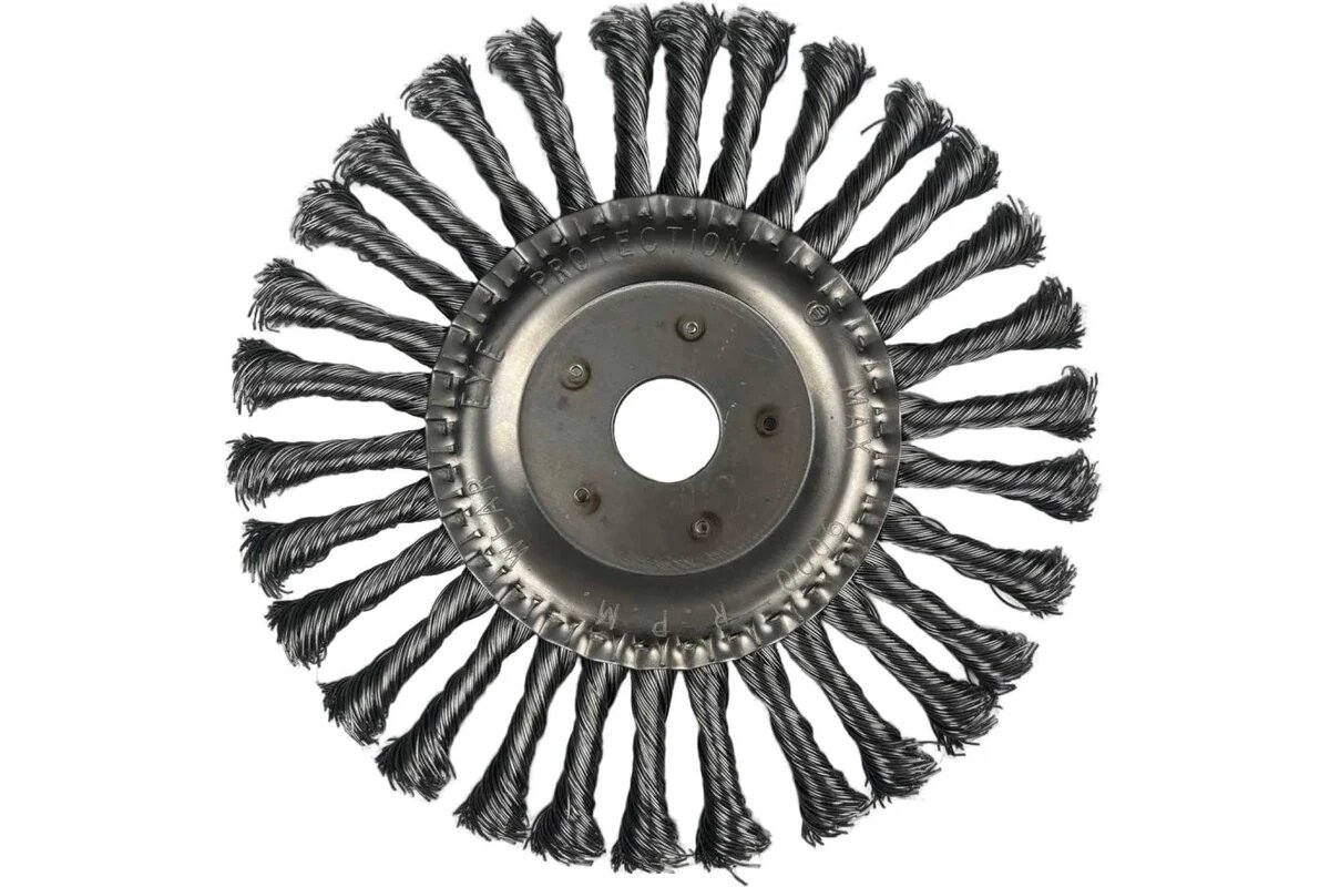 Щетка дисковая Rehoca 175x22 мм для УШМ – стальная витая проволока 0,5 мм, удаление ржавчины, старой краски и окалины с металлических, деревянных и бетонных поверхностей