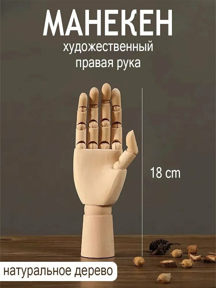 Правая деревянная рука манекен художественный 18 см, декор для дома