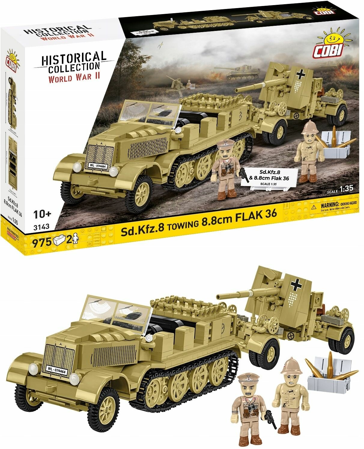 Конструктор Cobi Historical Collection World War II - Зенитное орудие Sd.Kfz. 8.8 cm Flak36, 975 эл. - 3143