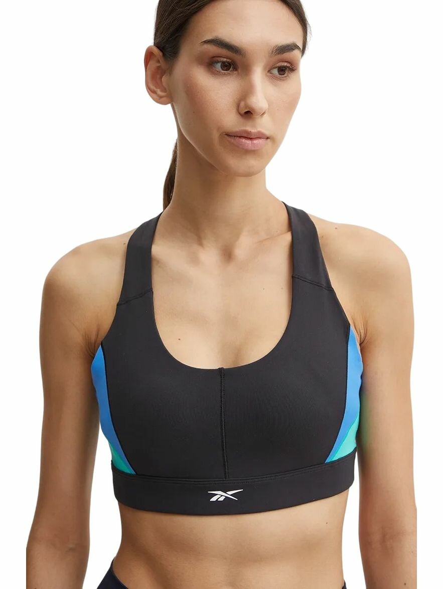 Топ Reebok Lux Colourblock Bra W, размер S INT, черный — фото 1