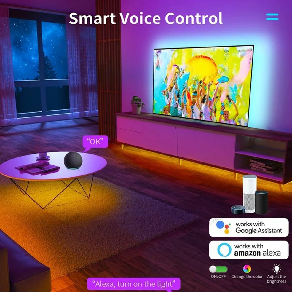 Умная светодиодная лента WiFi RGB с Алисой, 5 метров1