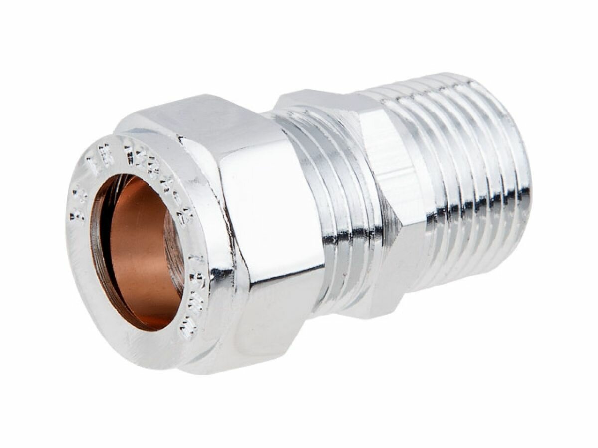 Ниппель 15х1/2" нар. для медных труб хром AV Engineering (Муфта с наружной резьбой) (AVE195001)