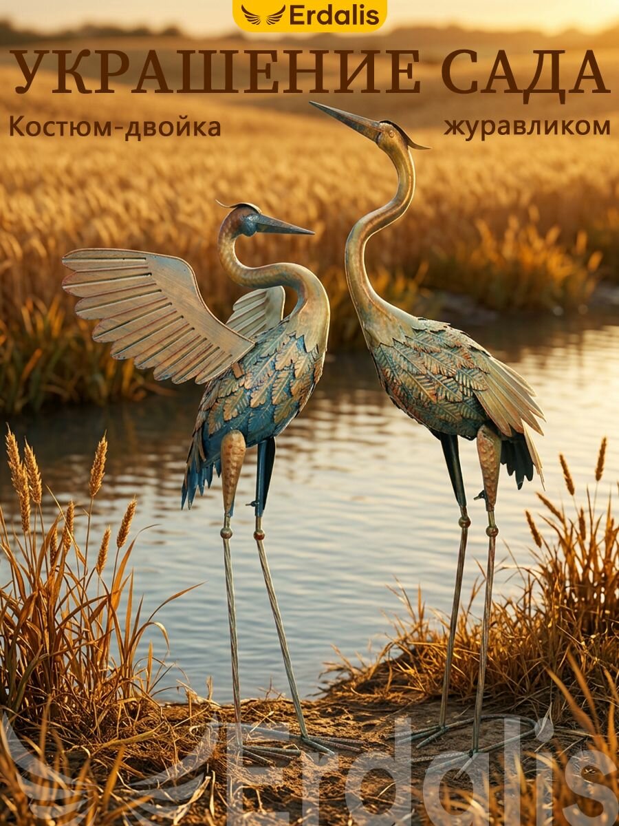 Парные скульптуры журавлей для сада