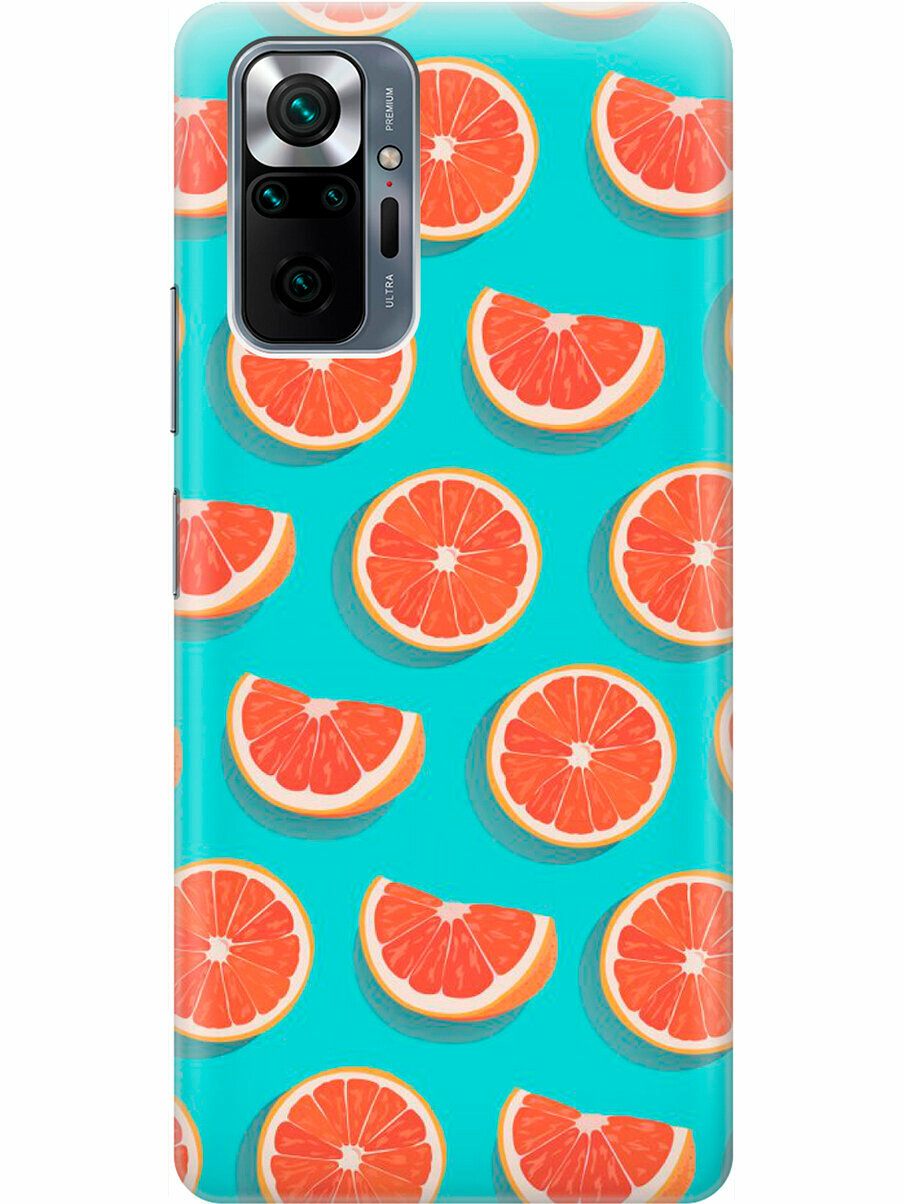 Накладка Transparent для Xiaomi Redmi Note 10 Pro с принтом "Грейфруты на голубом"