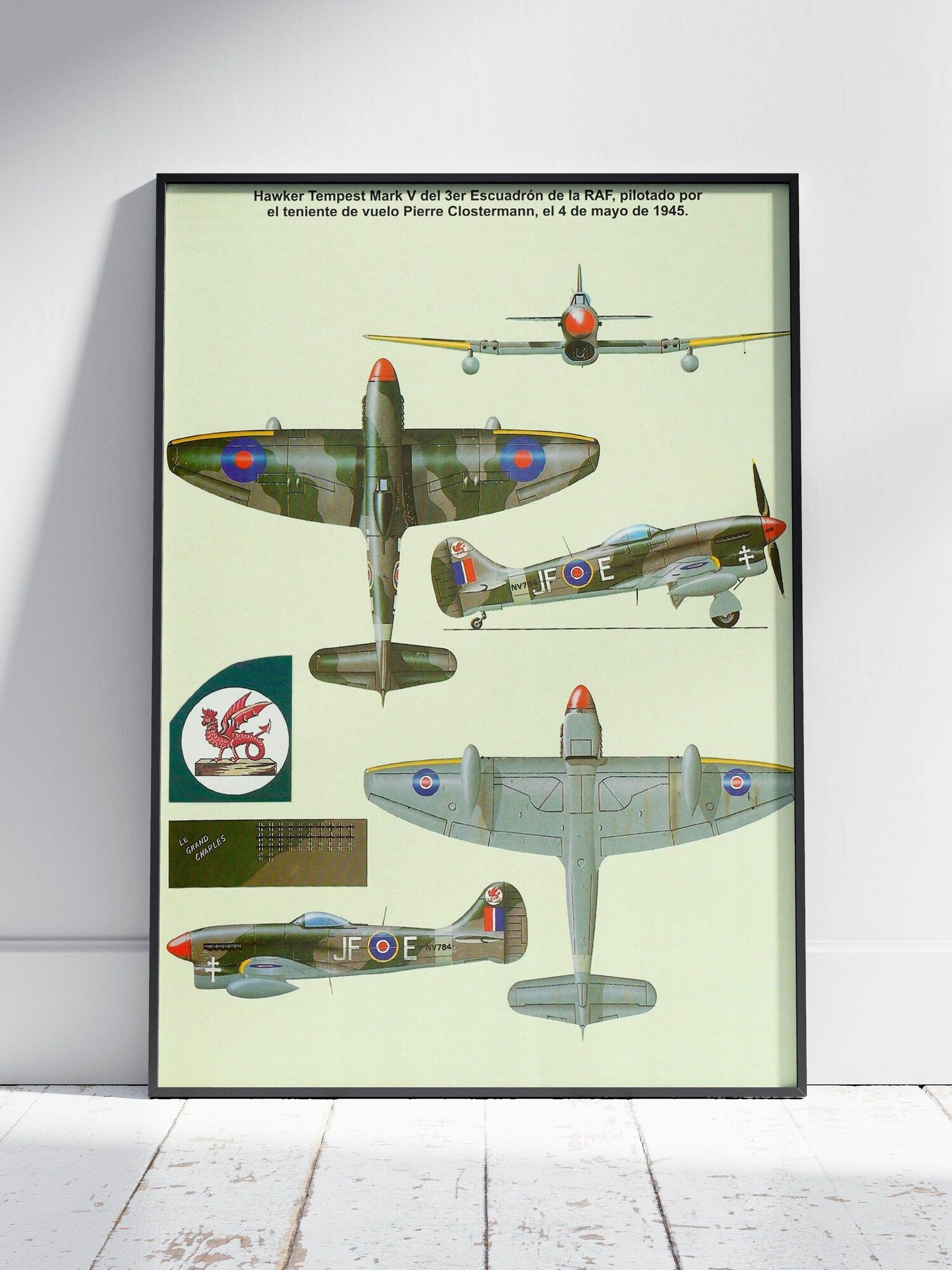 Плакат на стену для интерьера Техника и транспорт (Хоукер Темпест - Hawker Tempest 2) - Постер по транспорту формата A4 (21x30 см)