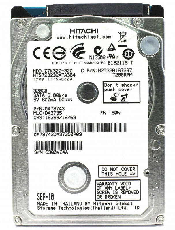 Жесткий диск Hitachi HTS723232A7A364 320Gb 7200 SATAII 2,5" HDD