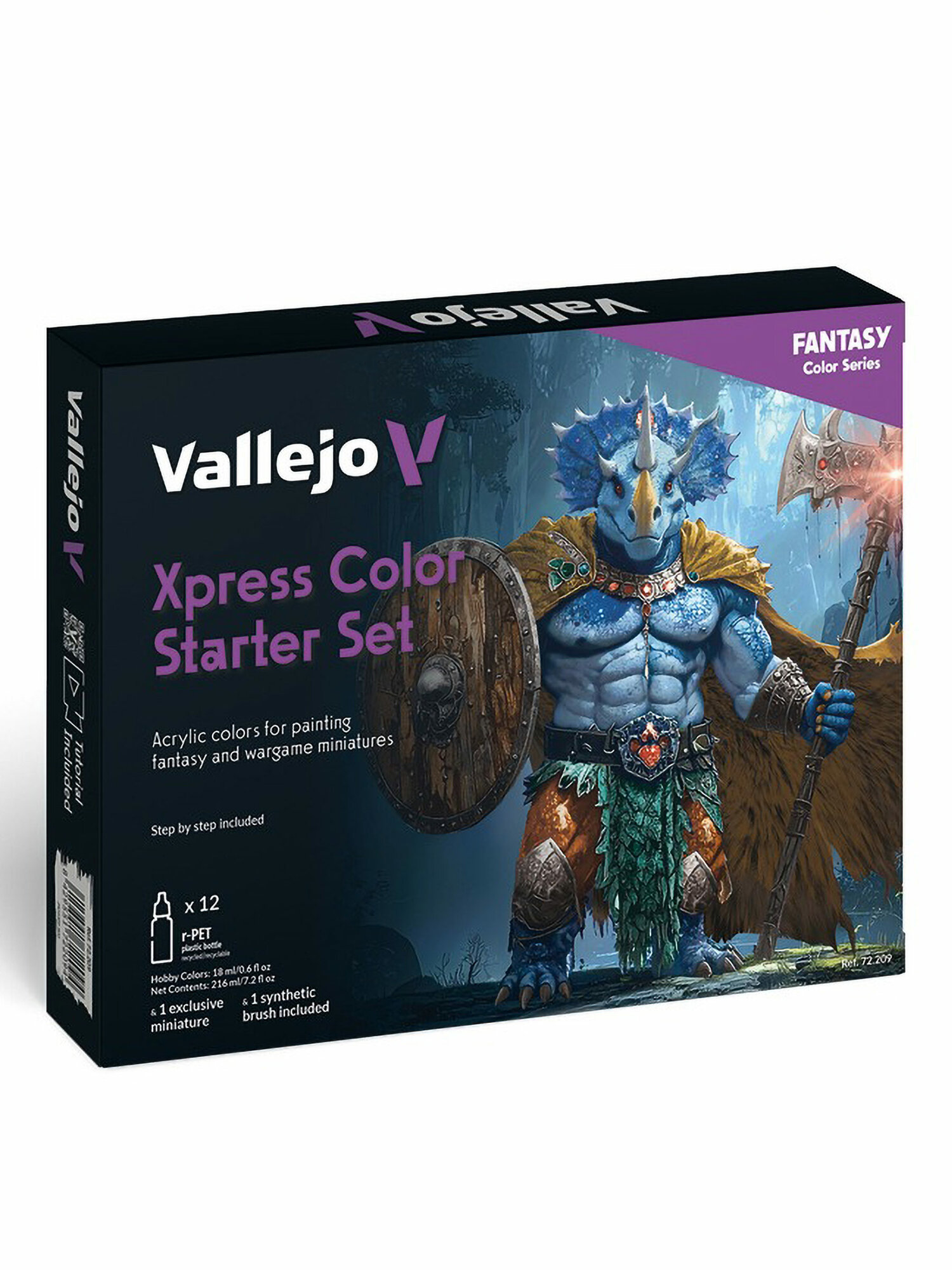 Набор акриловых красок Vallejo серии Xpress Color - Starter Set 72209, 12 шт по 18 мл, кисть, миниатюра