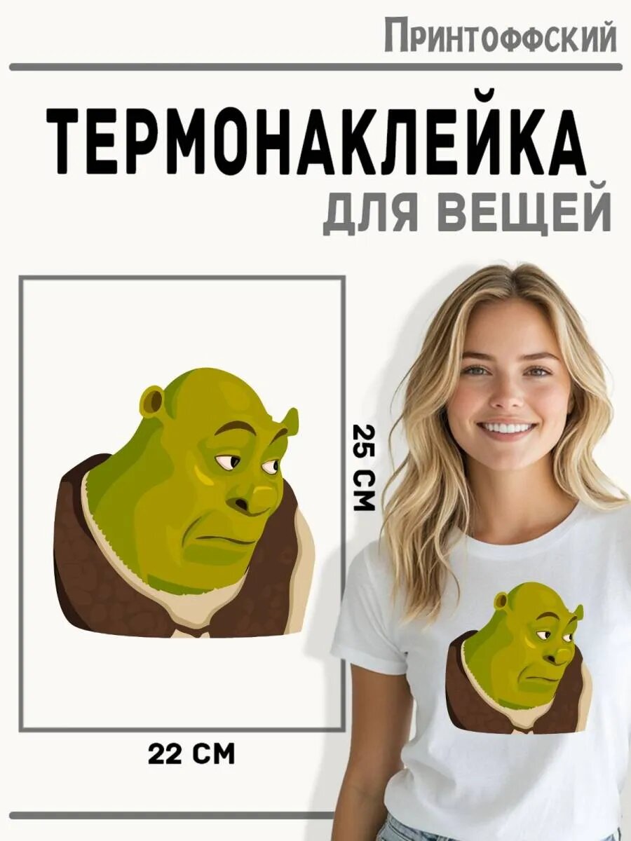 Термонаклейка для одежды и аксессуаров DTF-печать Шрек — фото 1
