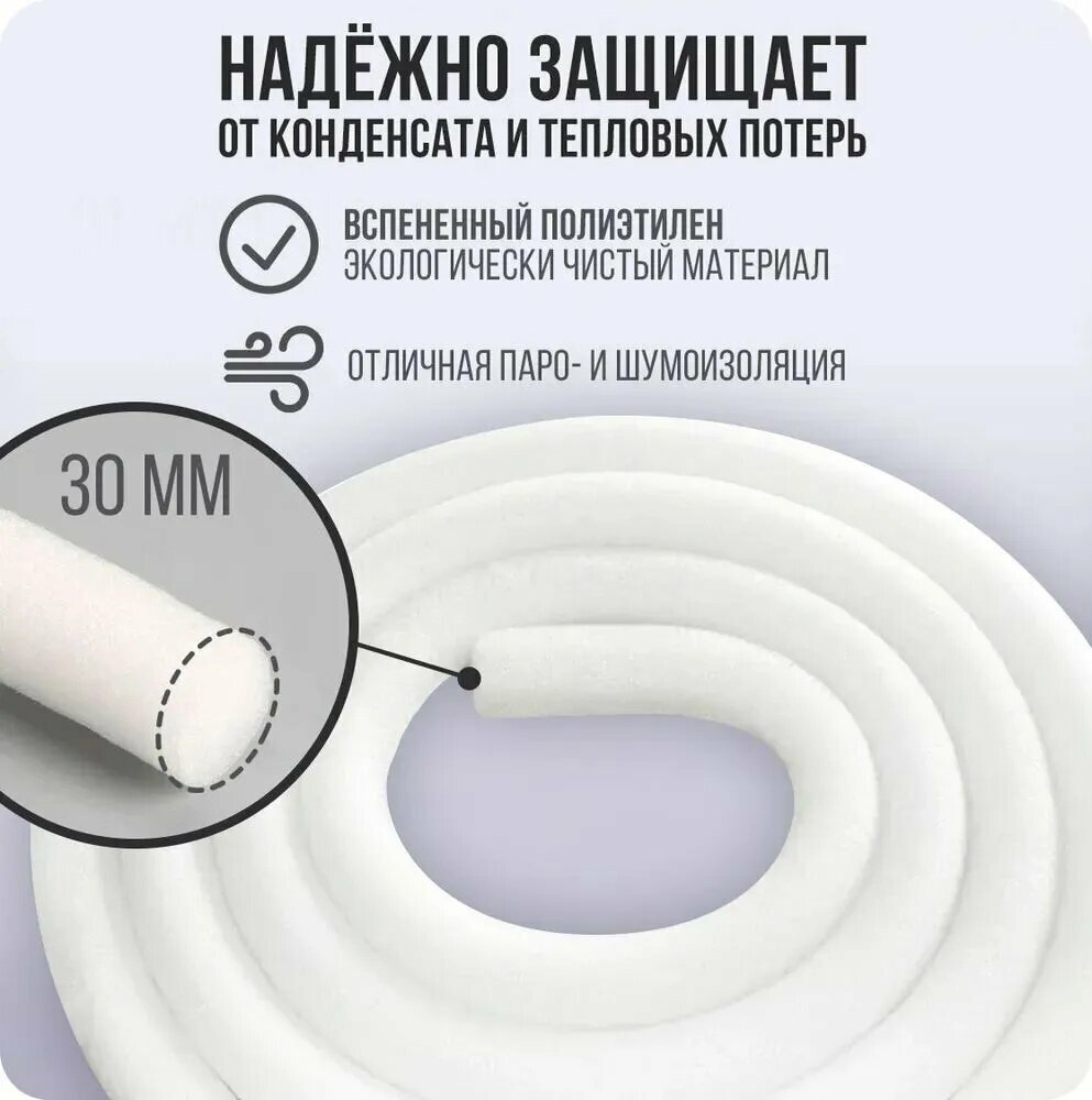 Утеплитель для окон и дверей круглый, белый, 9 метра, диаметр 40 мм, вставляется в щели, для защиты от сквозняков зимой