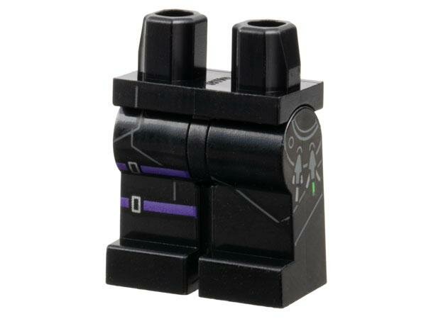 Деталь Lego 970c00pb1540 Hips and Legs with Dark Purple Straps with Silver Buckles, Pouch on Right Side, Arrowheads on Left Side Pattern